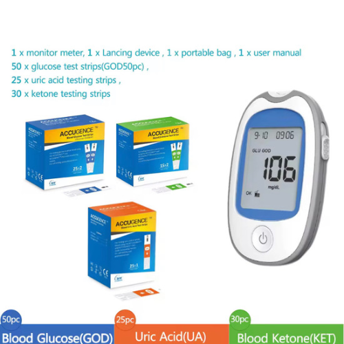 ACCUGENCE PLUS Multi Monitoring Meter 4in1 Test (Blood Glucose, Ketone ...